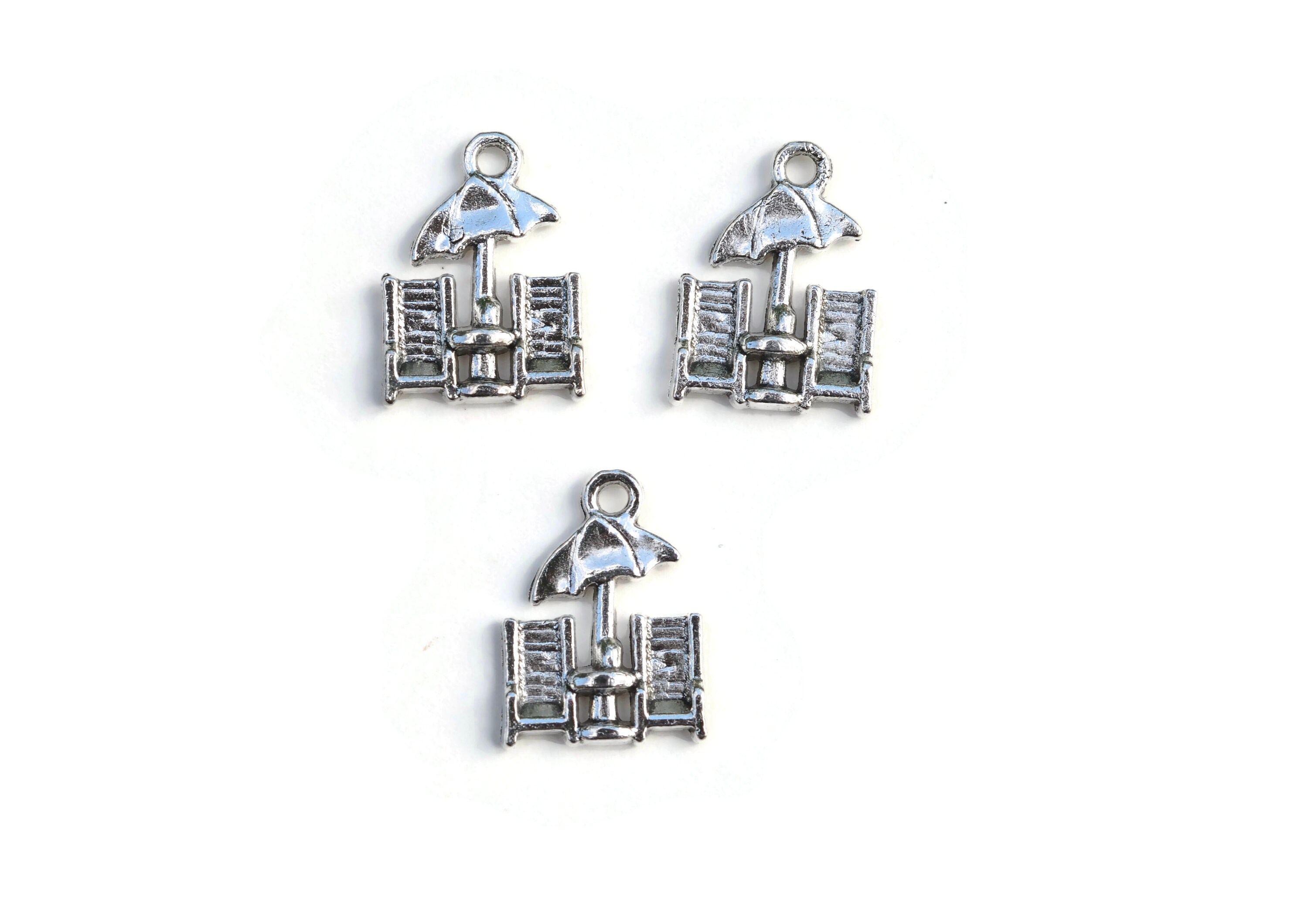 10 Beach Chairs With an Umbrella Silver Tone Charms SC3351 - Etsy