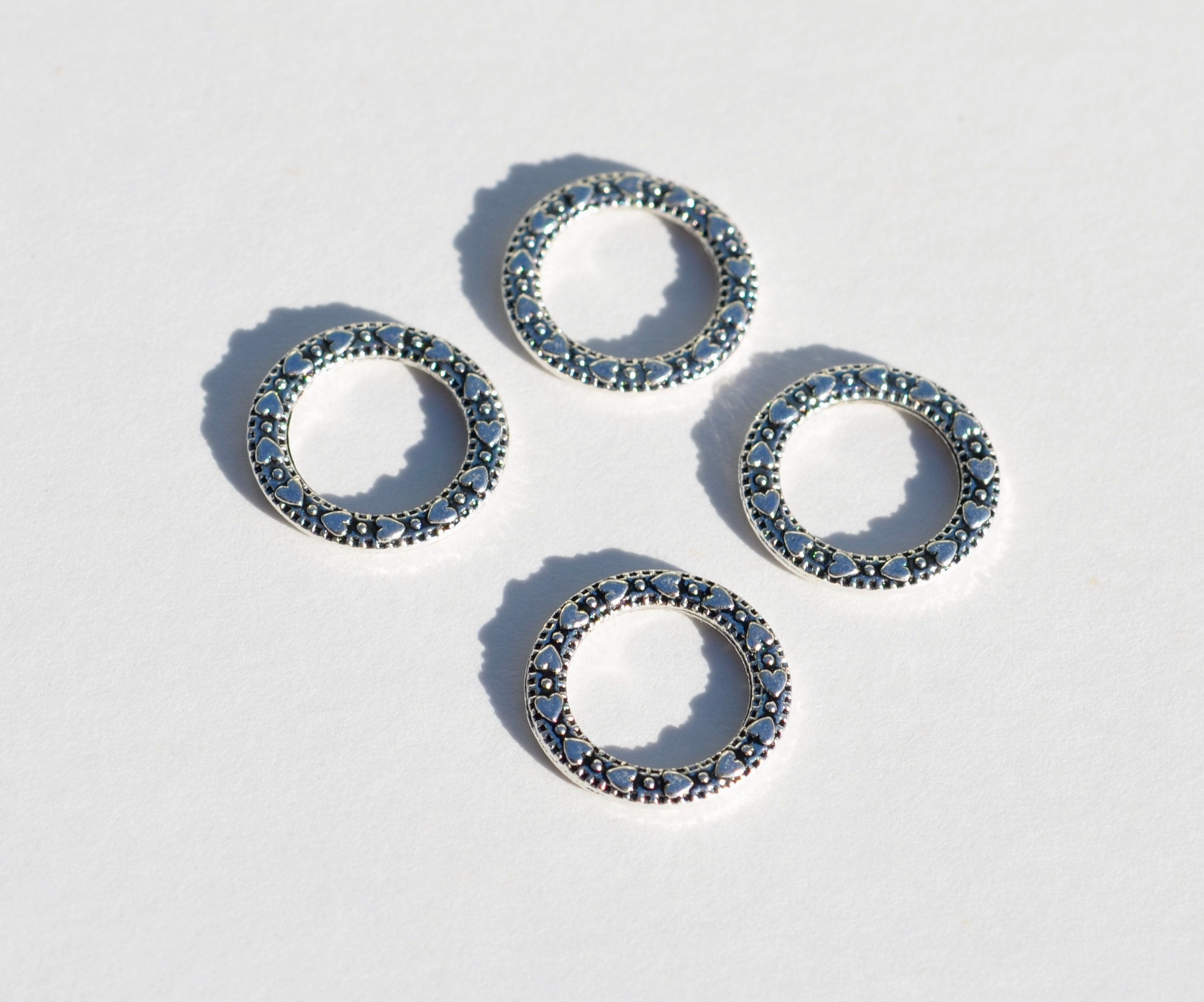 BULK 50 Ring With Hearts 15mm Silver Tone Connectors F721 - Etsy