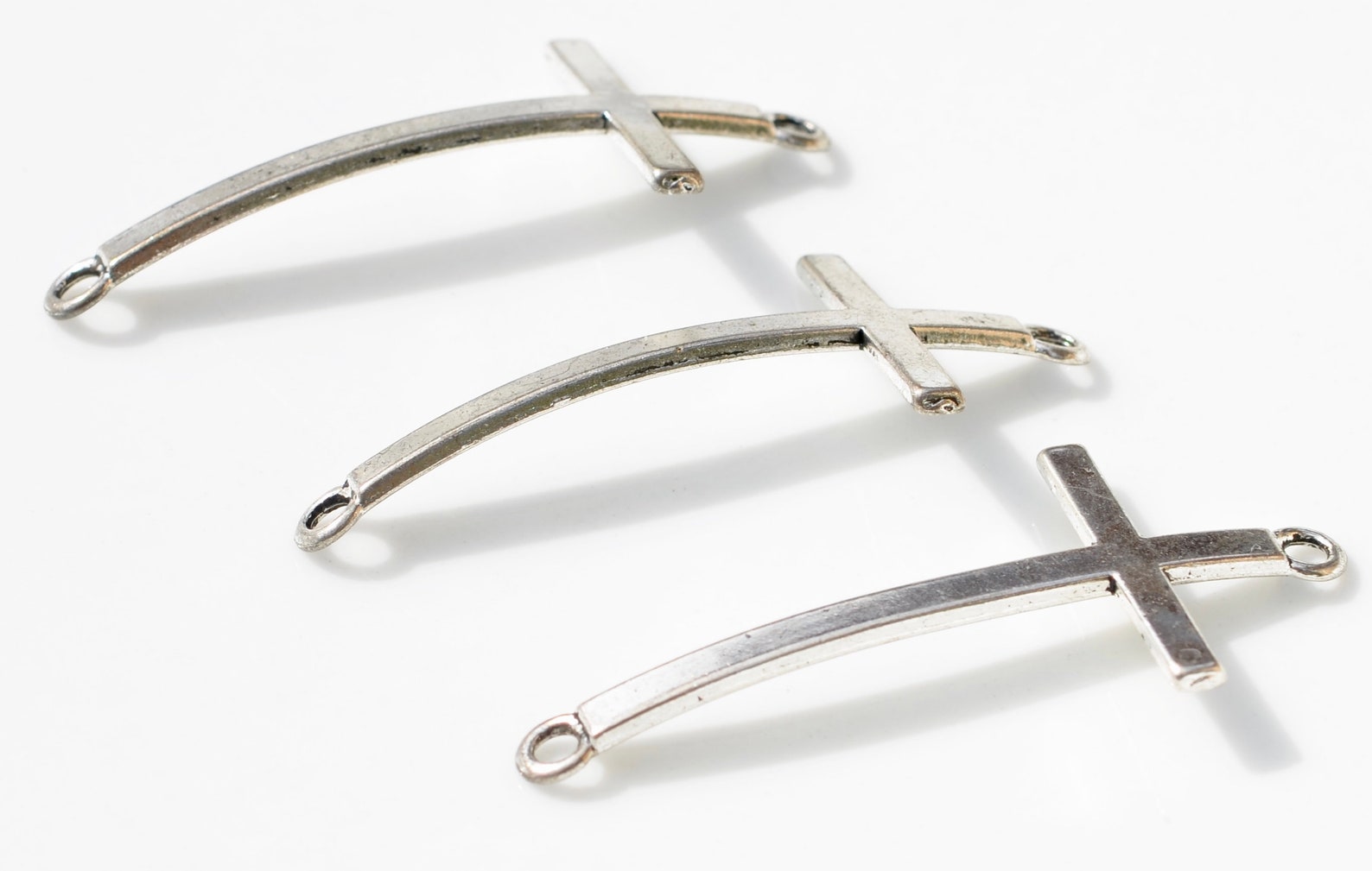 BULK 30 Cross Rounded Connector Silver Tone Charms SC6607 - Etsy