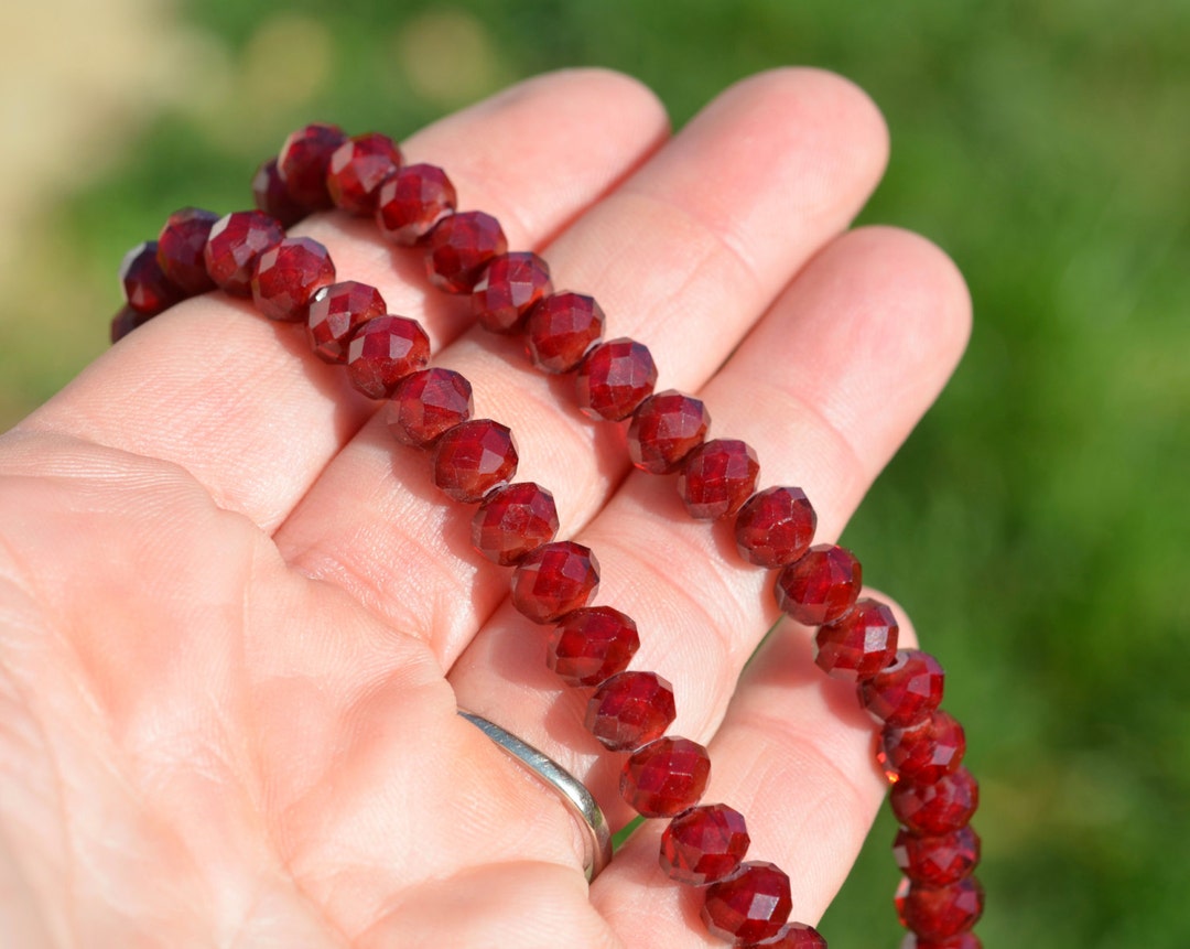 70 Dark Red Crystal 6 X 8mm Rondelle Beads BD620 - Etsy