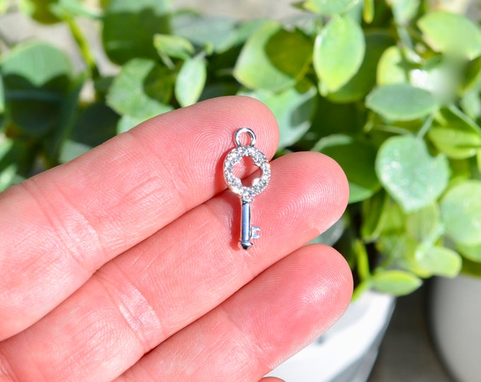 BULK 20 Tiny Rhinestone Skeleton Key Silver Tone Charms SC2400 - Etsy