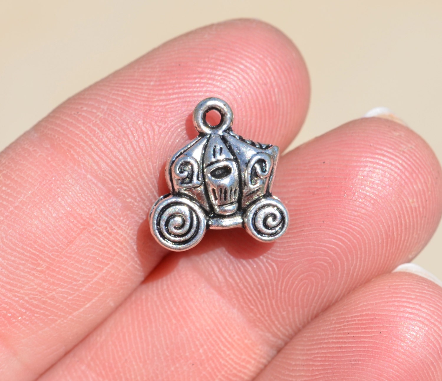 1 Pumpkin Chariot Silver Tone 3D Charm SC5173 - Etsy
