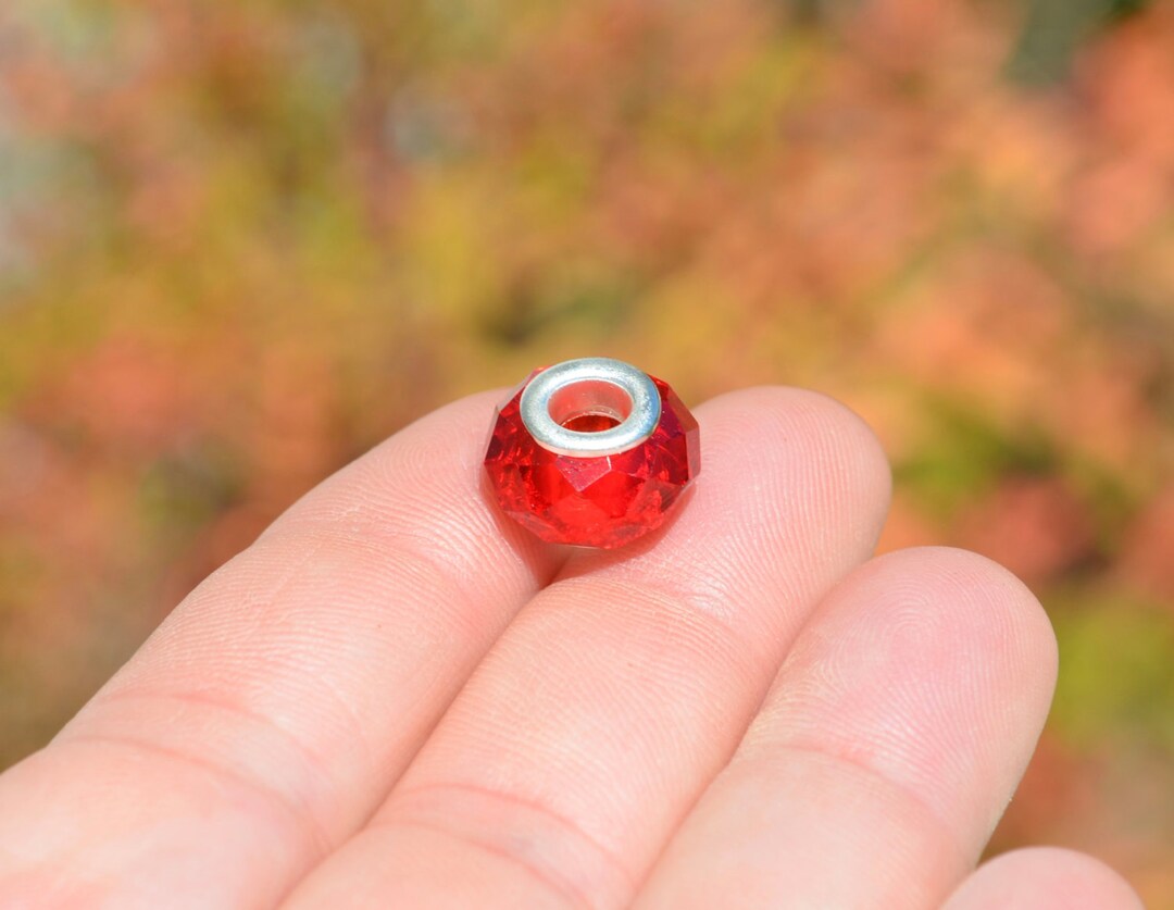 5 Red Glass European Beads BD937 - Etsy