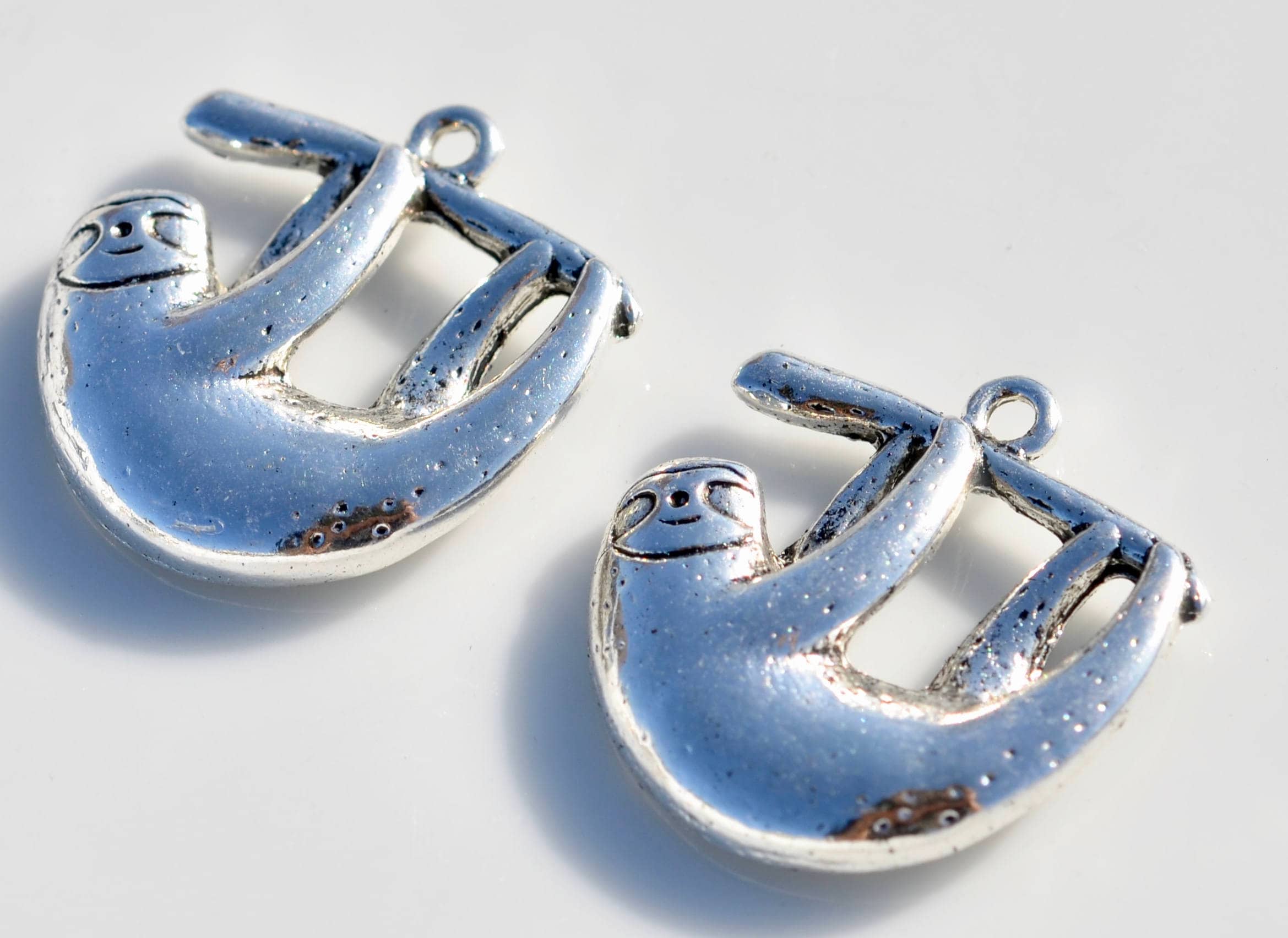 5 Sloth Silver Tone Charms SC5443 | Etsy