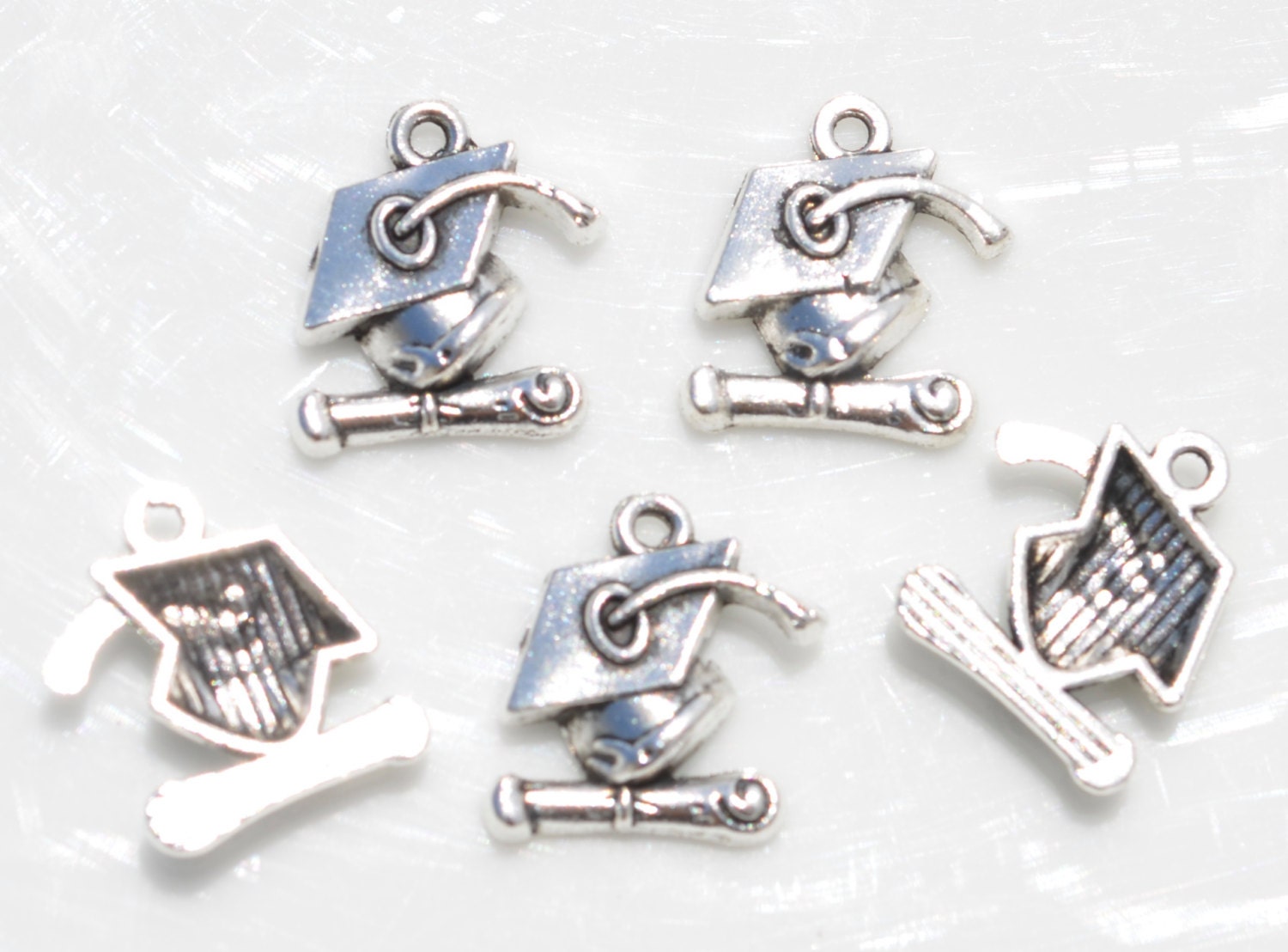 5 Graduation Cap Silver Tone Charms SC2956 - Etsy