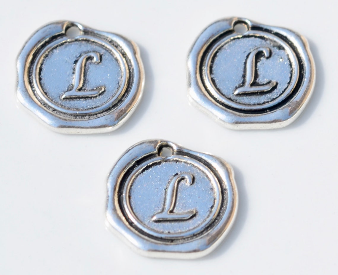 1 Letter L Wax Stamp Silver Tone Charm SC3721 - Etsy