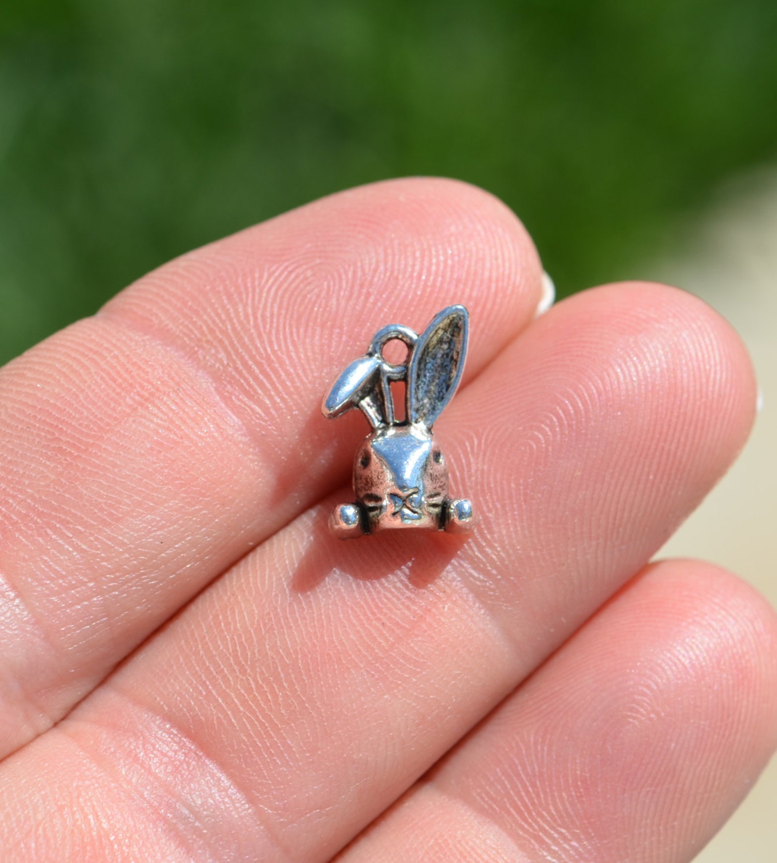 10 Bunny Rabbit Head Silver Tone Charms SC1723 - Etsy