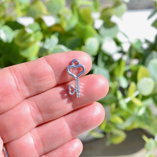 Rhinestone Key Charm - Etsy