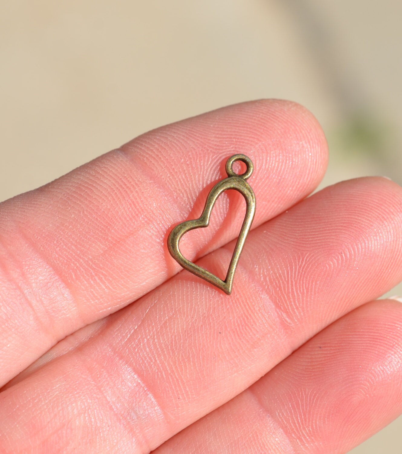 10 Open Heart Bronze Tone Charms BC3033 - Etsy