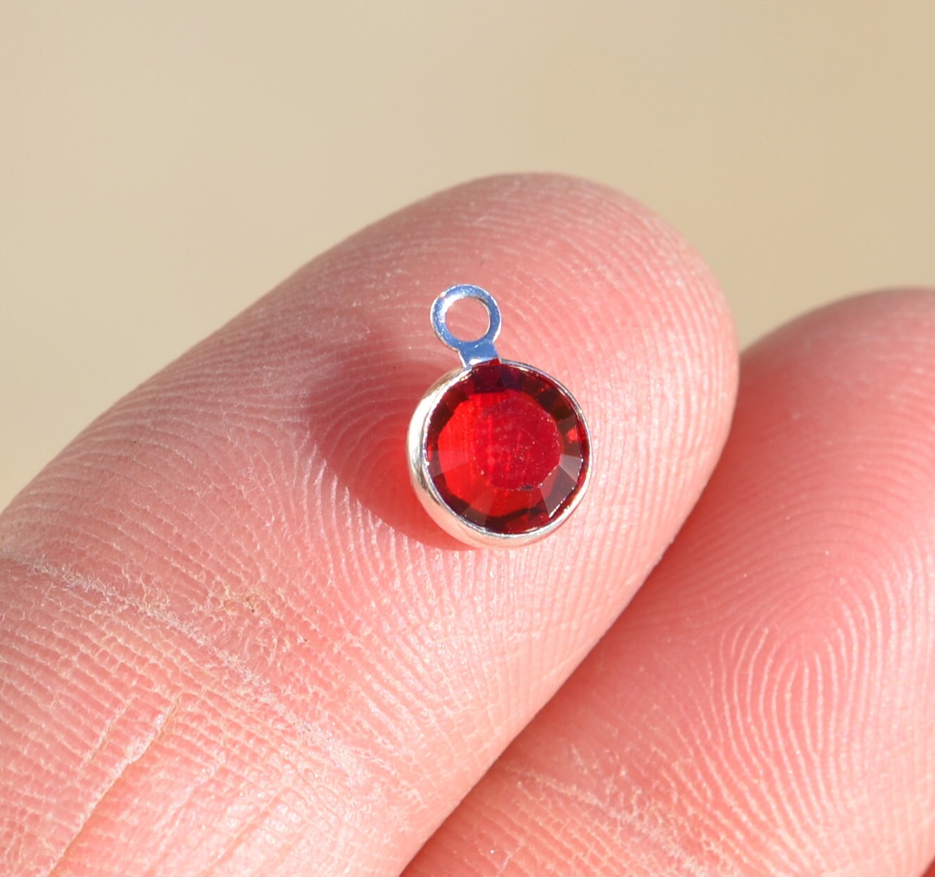 1 Siam, or Red Swarovski Silver Plated Birthstone Channel 6mm Charm ...