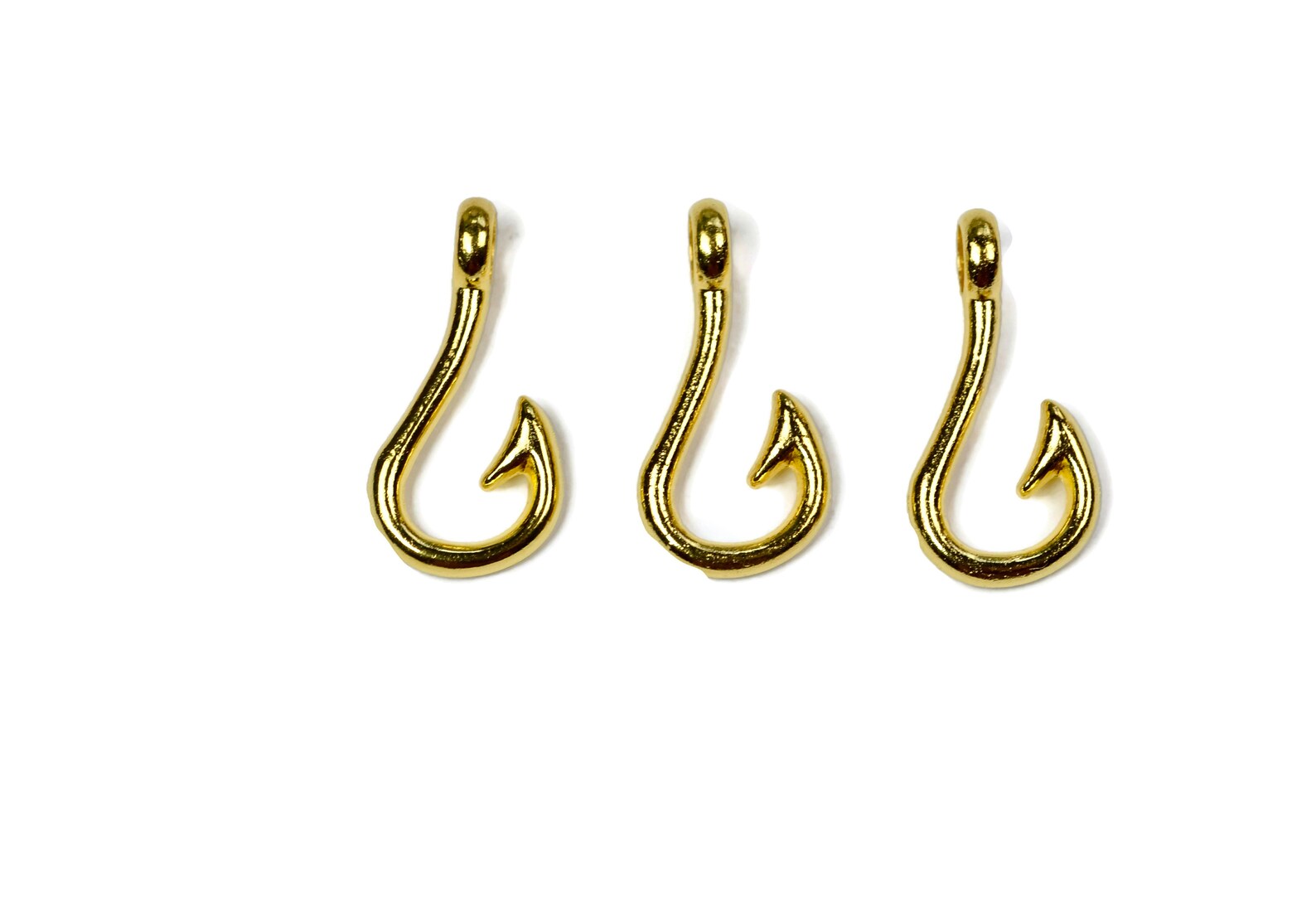 5 Fish Hook Gold Tone 3D Charms GC6019 - Etsy