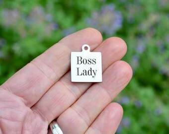 Stainless Steel Boss Lady Laser Engraved Charm Pendant - Etsy
