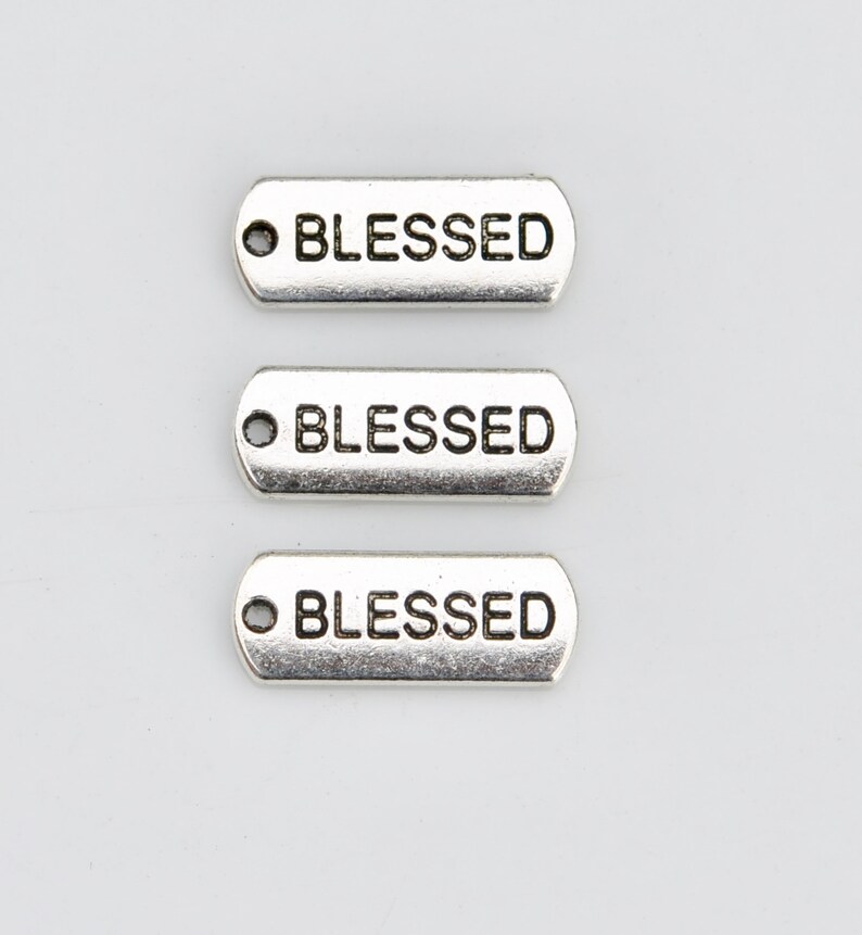 BULK 50 BLESSED Silver Tone Charms SC2688 - Etsy