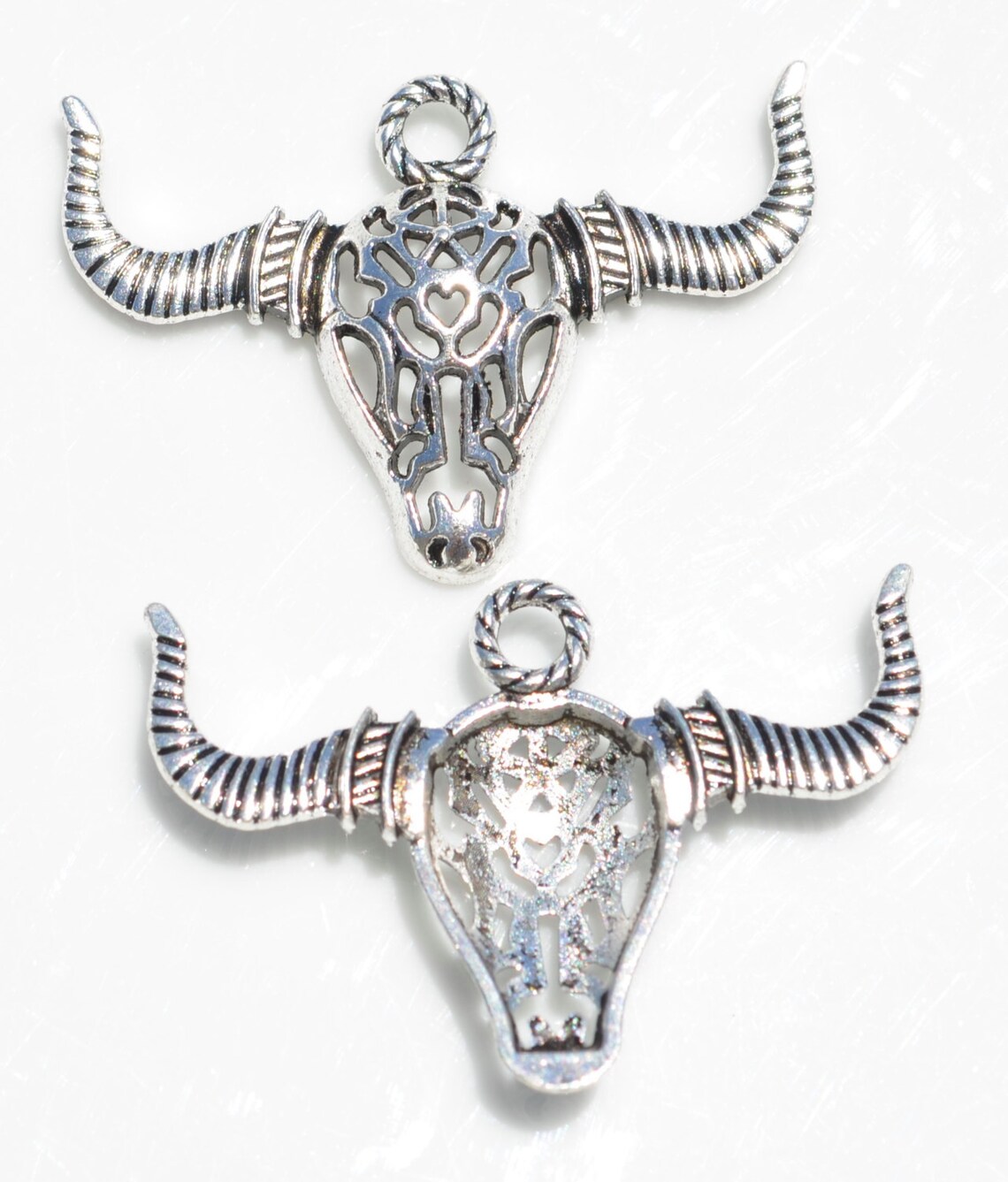1 Bull Head Silver Tone Charm SC3810 - Etsy