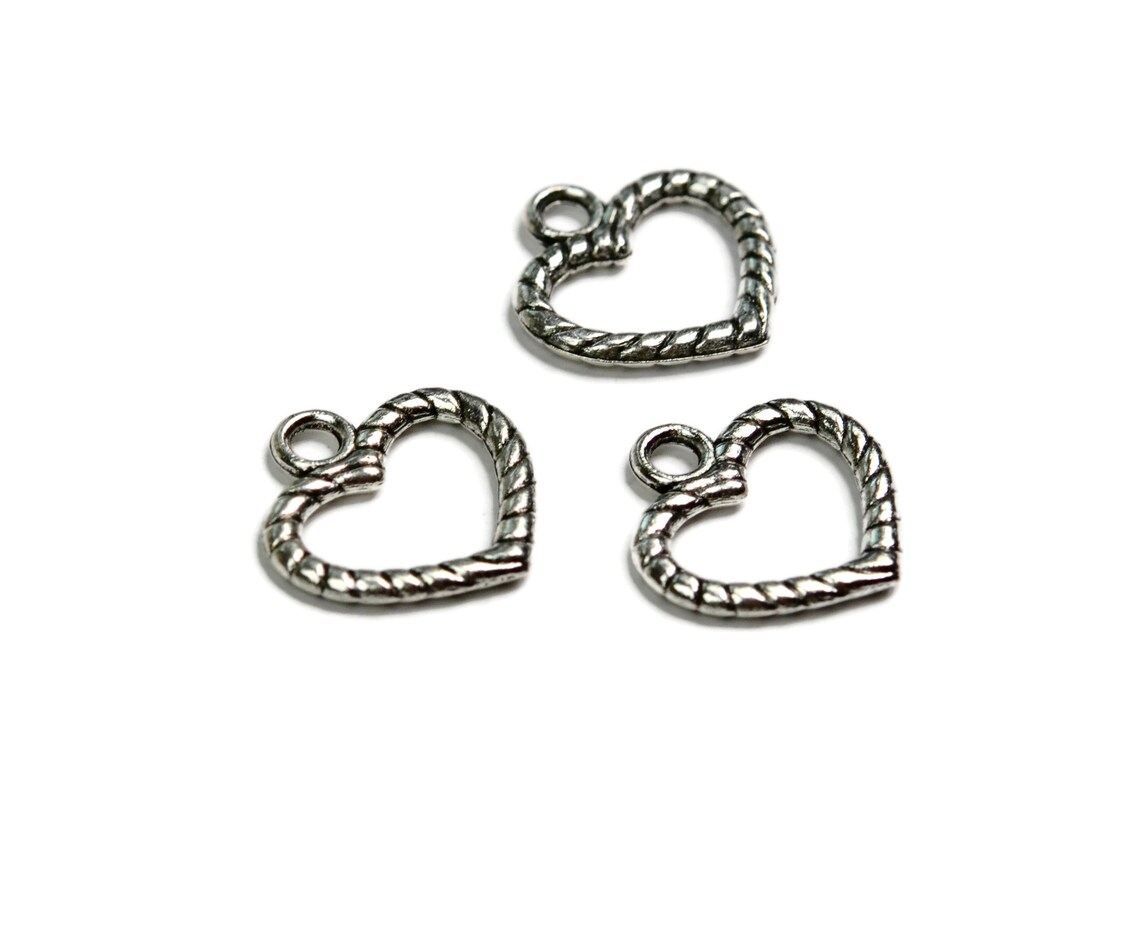 BULK 50 Open Heart Silver Tone Charms SC3574 | Etsy