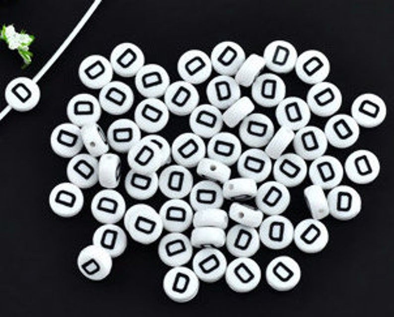 20 White Acrylic Letter D Beads 7mm Round Alphabet Beads - Etsy