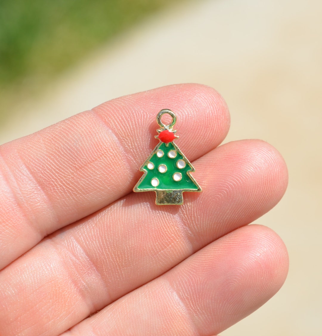 1 Green Enamel Christmas Tree Charm GC2751 - Etsy