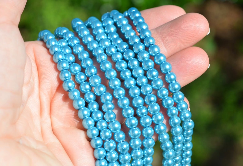 70 Bright Blue Glass Pearl Beads 6mm BD909 - Etsy