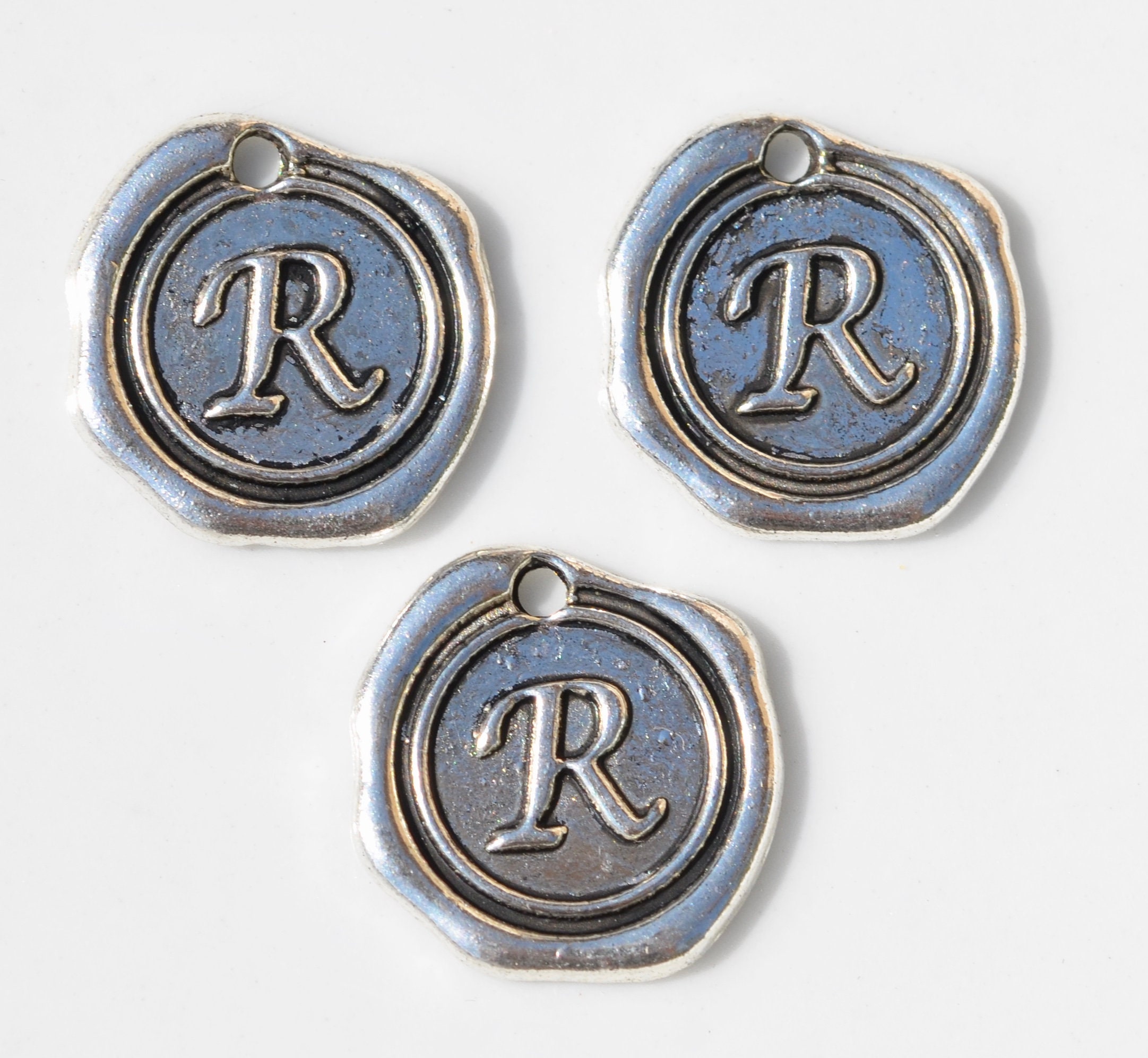 BULK 20 Letter R Wax Stamp Silver Tone Charms SC2167 | Etsy