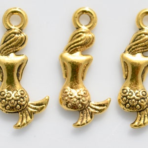 10 Mermaid Gold Tone 2 Sided Charms GC6769 - Etsy