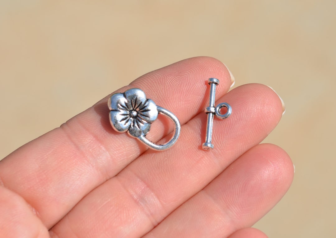 20 Flower Toggle Silver Tone Clasp Sets F506 - Etsy