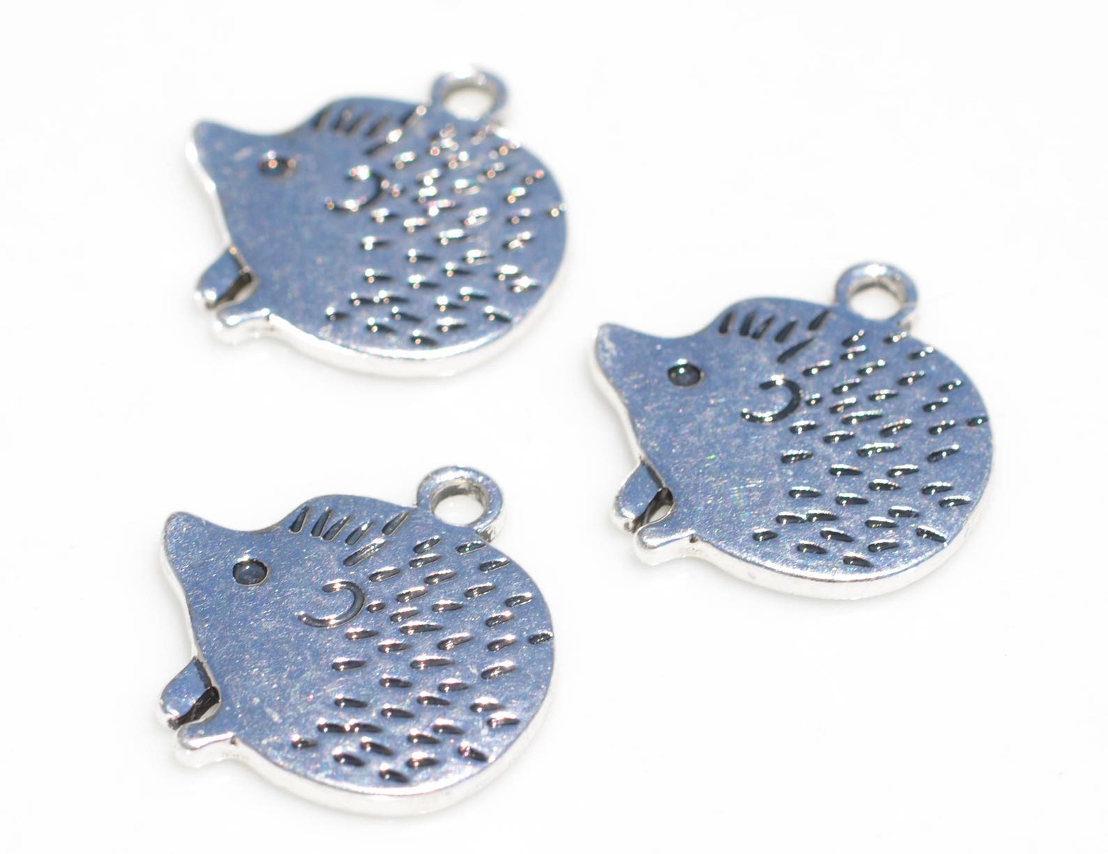 BULK 20 Hedgehog Silver Tone Charms SC2620 | Etsy