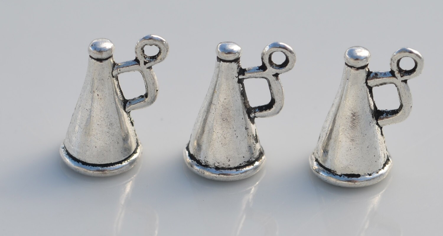 10 Cheerleading Megaphone 3D Silver Tone Charms SC2544 | Etsy