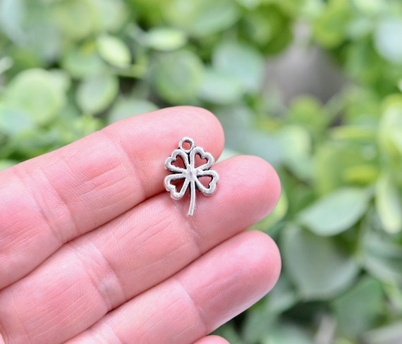 10 Open Clover 4 Leaf Silver Tone Charms SC3723 | Etsy