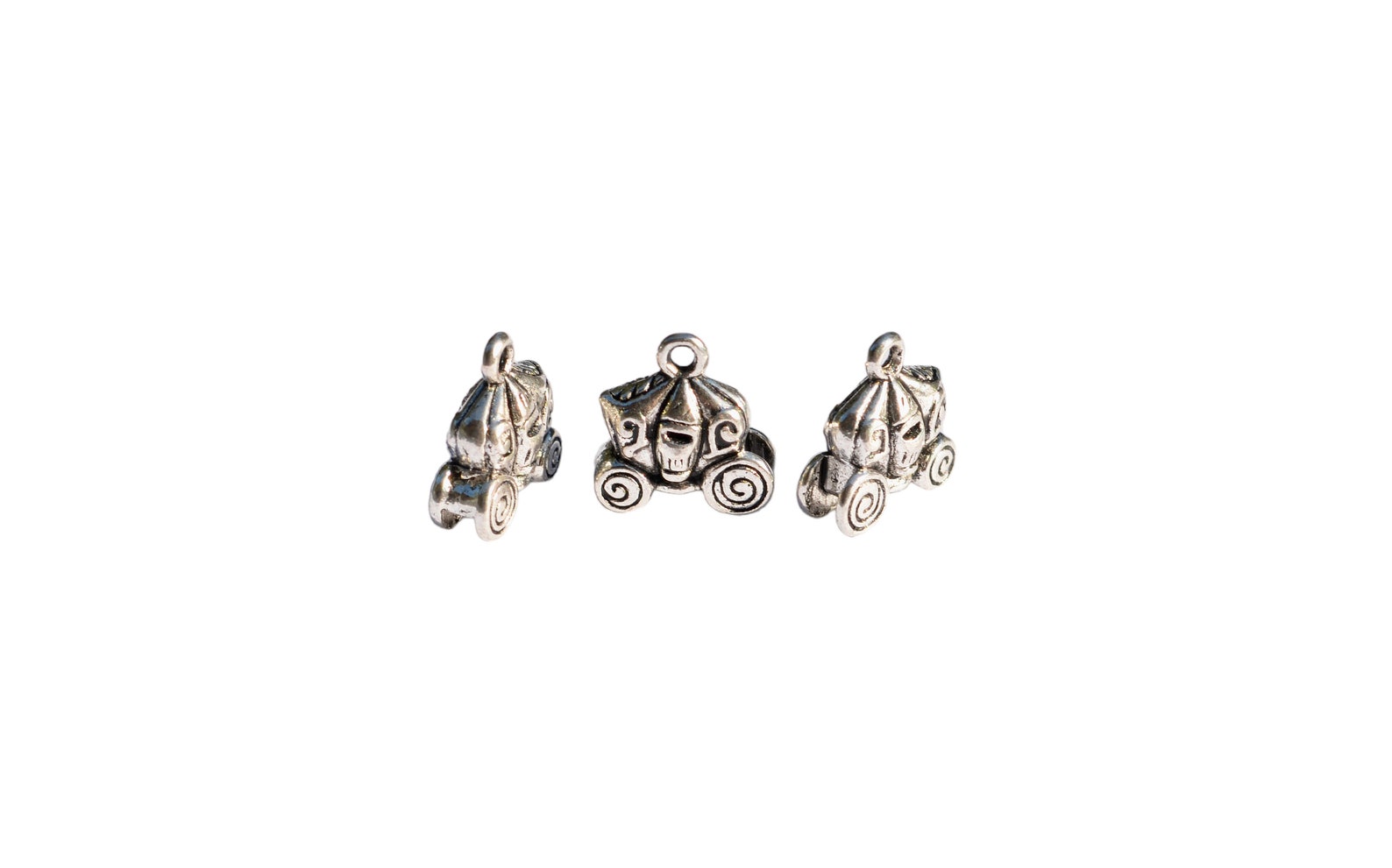 1 Pumpkin Chariot Silver Tone 3D Charm SC5173 - Etsy