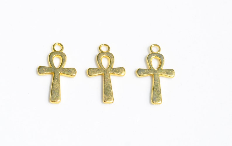 10 Ankh Egyptian Cross Gold Tone Charms GC2772 - Etsy
