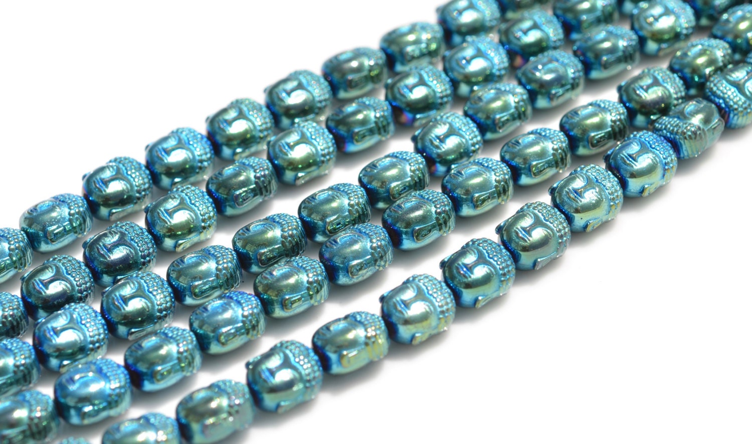 19 Blue Green Hematite Buddha Beads BD900 | Etsy
