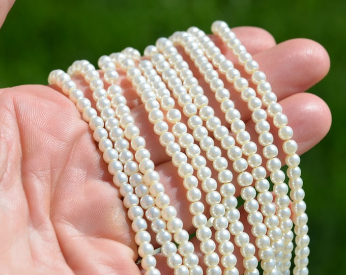 1 Strand Light Ivory Color Glass Pearl Beads 4mm BD798 - Etsy
