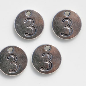 1 Number 3 Silver Tone Charm SC3731 - Etsy
