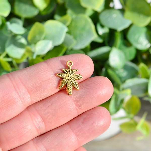 Gold Leaf Charm - Etsy