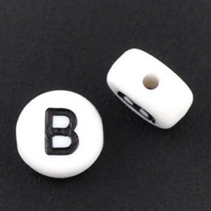 20 White Acrylic Letter B Beads, 7mm Round Alphabet Beads BD501 - Etsy