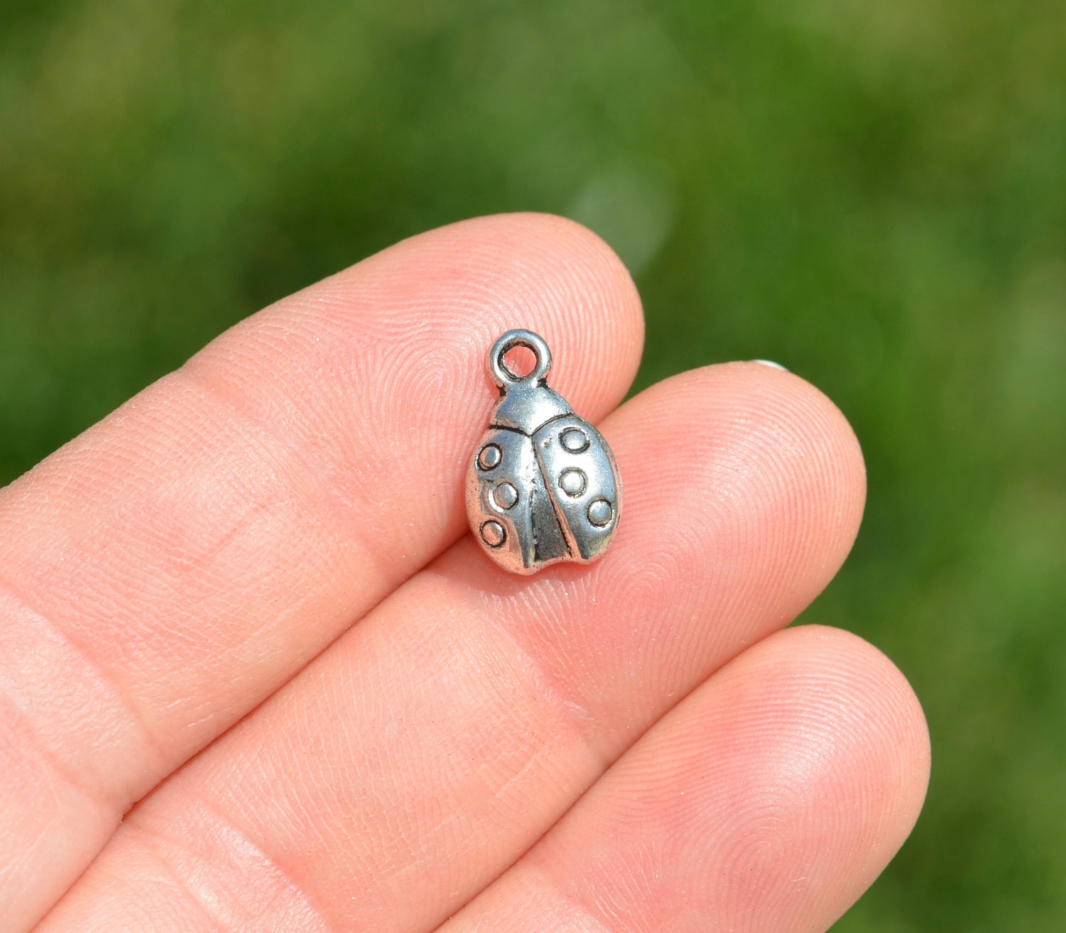 5 Ladybug Silver Tone Charms SC6788 - Etsy