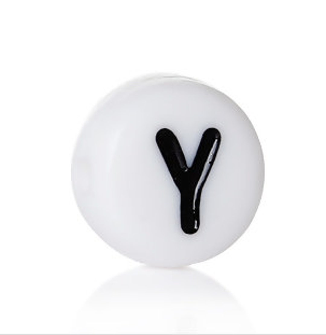 20 White Acrylic Letter Y Beads, 7mm Round Alphabet Beads BD1115 - Etsy