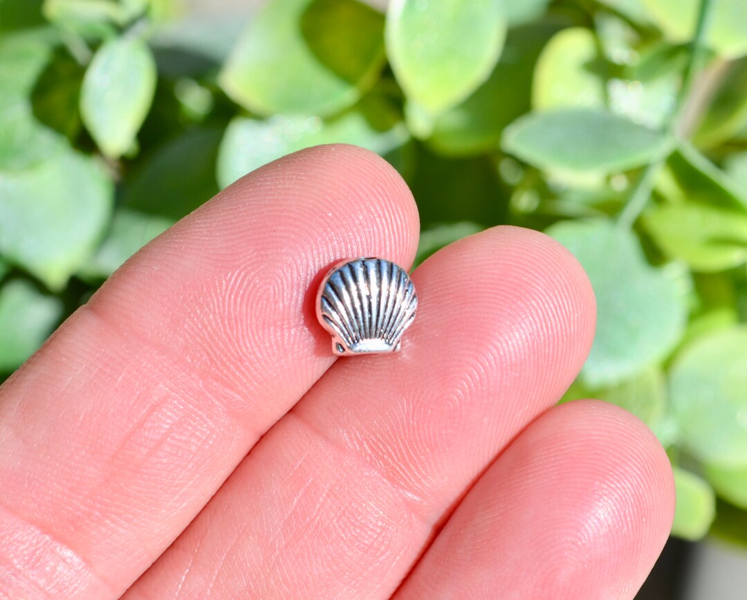 10 Clam Shell Shaped Silver Tone Beads BD910 - Etsy