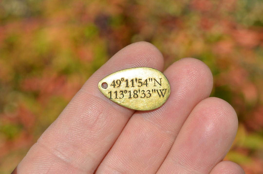 Personalized Bronze Coordinates Custom Laser Engraved Charm CC11 - Etsy