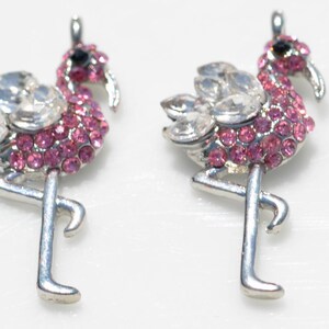 BULK 10 Pink Flamingo Rhinestone Bird Charm SC1897 - Etsy