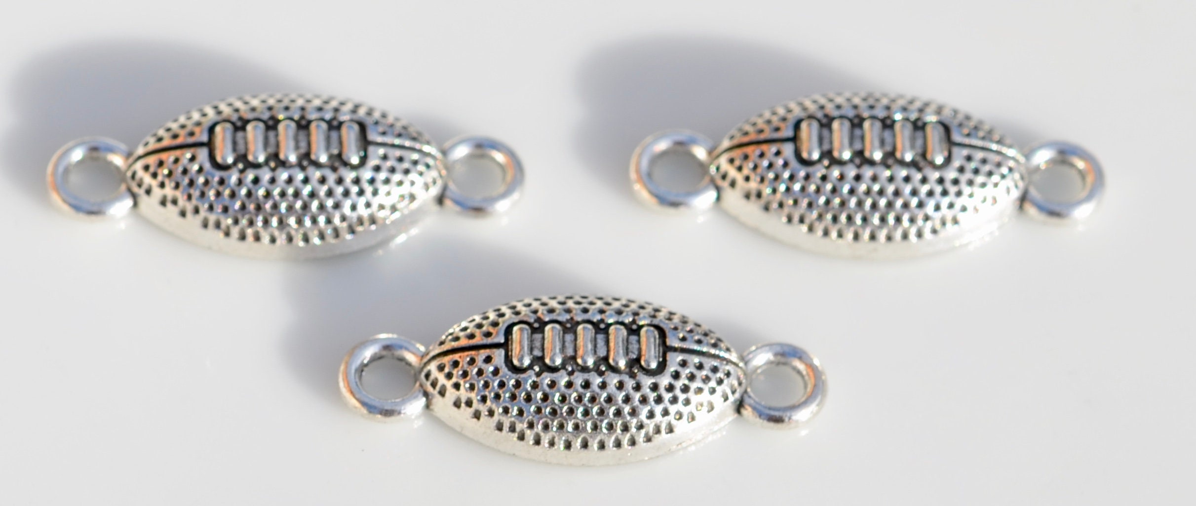 10 Football Connector Silver Tone Charms SC6640 - Etsy