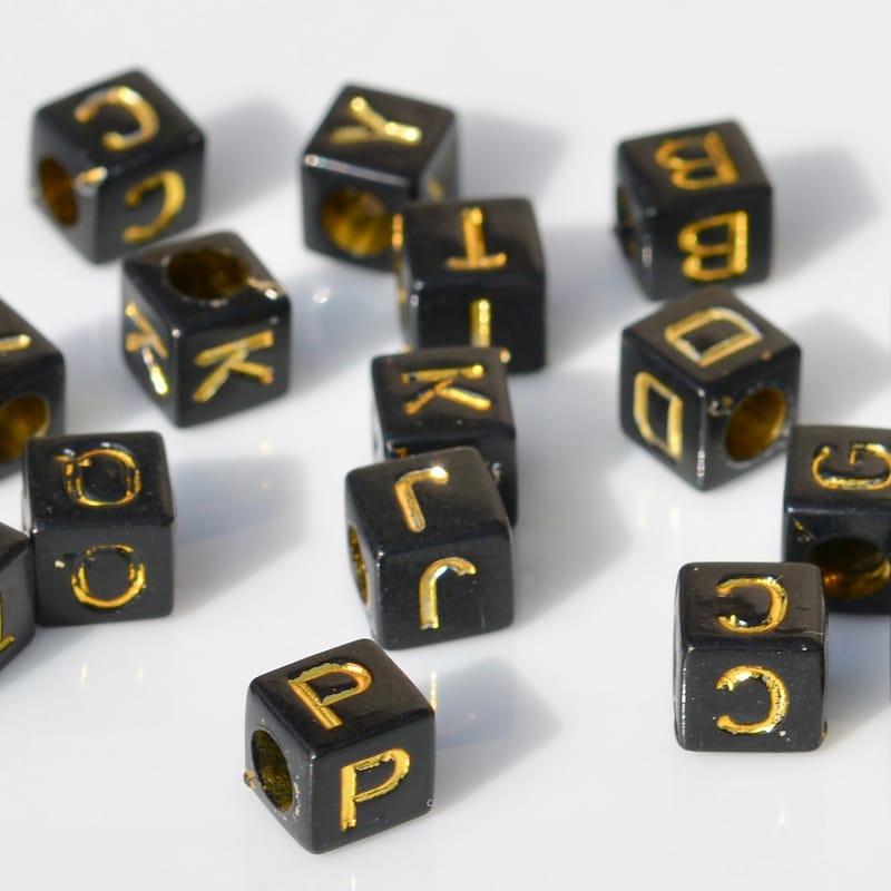 Black Square Letter Beads - Etsy