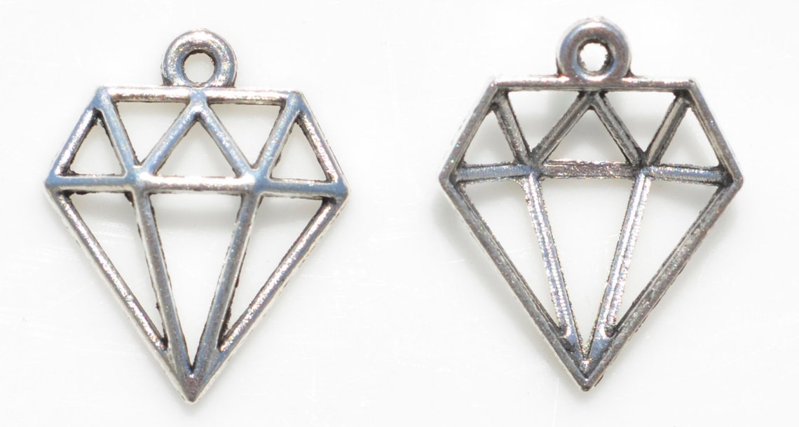 BULK 50 Diamond Shaped Silver Tone Charms SC2624 - Etsy
