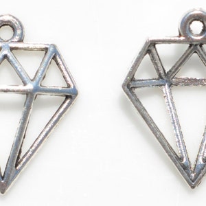 BULK 50 Diamond Shaped Silver Tone Charms SC2624 - Etsy