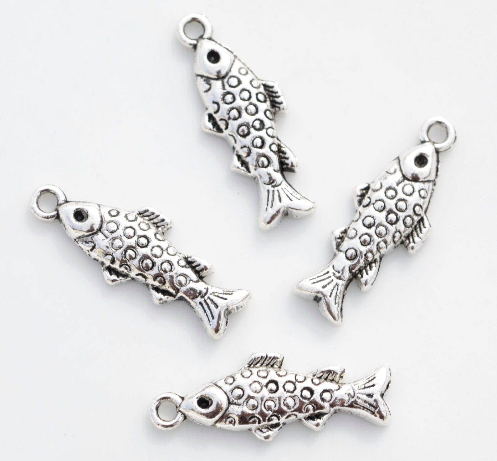 10 Fish Silver Tone Charms SC3765 - Etsy