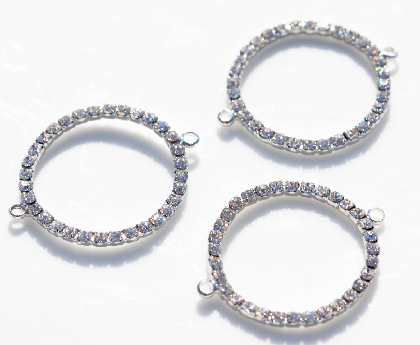 BULK 10 Silver Rhinestone Circle Connector Charm SC5433 - Etsy