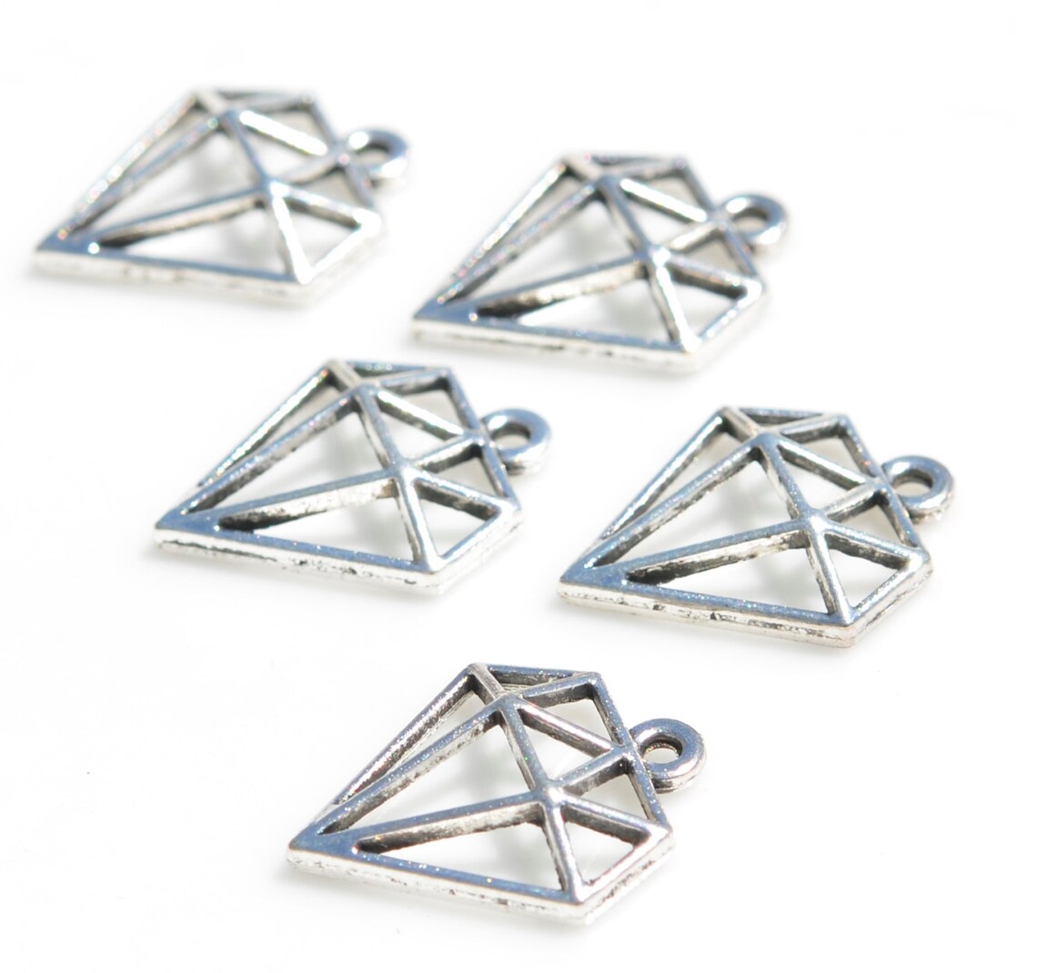 BULK 50 Diamond Shaped Silver Tone Charms SC2624 - Etsy