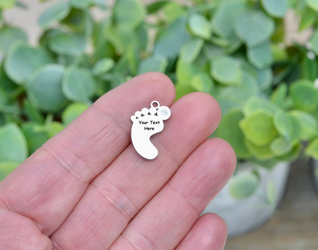 Stainless Steel Custom Laser Engraved Foot With a Clear Rhinestone ...