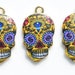 1 Gold Plated and Enamel Sugar Skull Charm GC3602 - Etsy