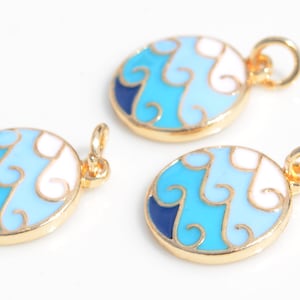 1 Blue and White Enamel Wave Charm GC5700 - Etsy